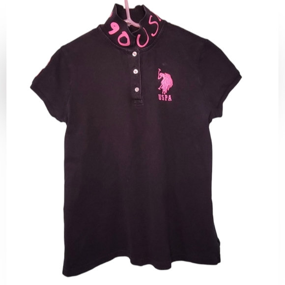 U.S. Polo Assn. | Tops | Us Polo Assn Black Pink Uspa Trim Polo | Poshmark